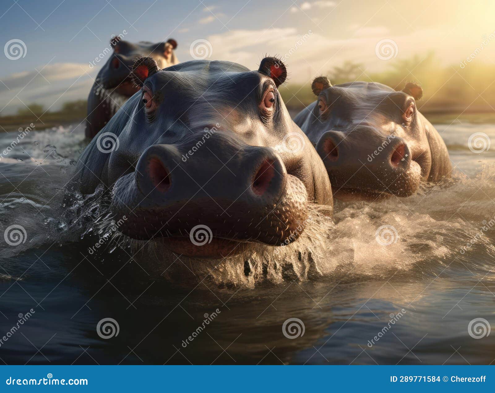 A group of hippos stock photo. Image of wilderness, giraffe - 289771584