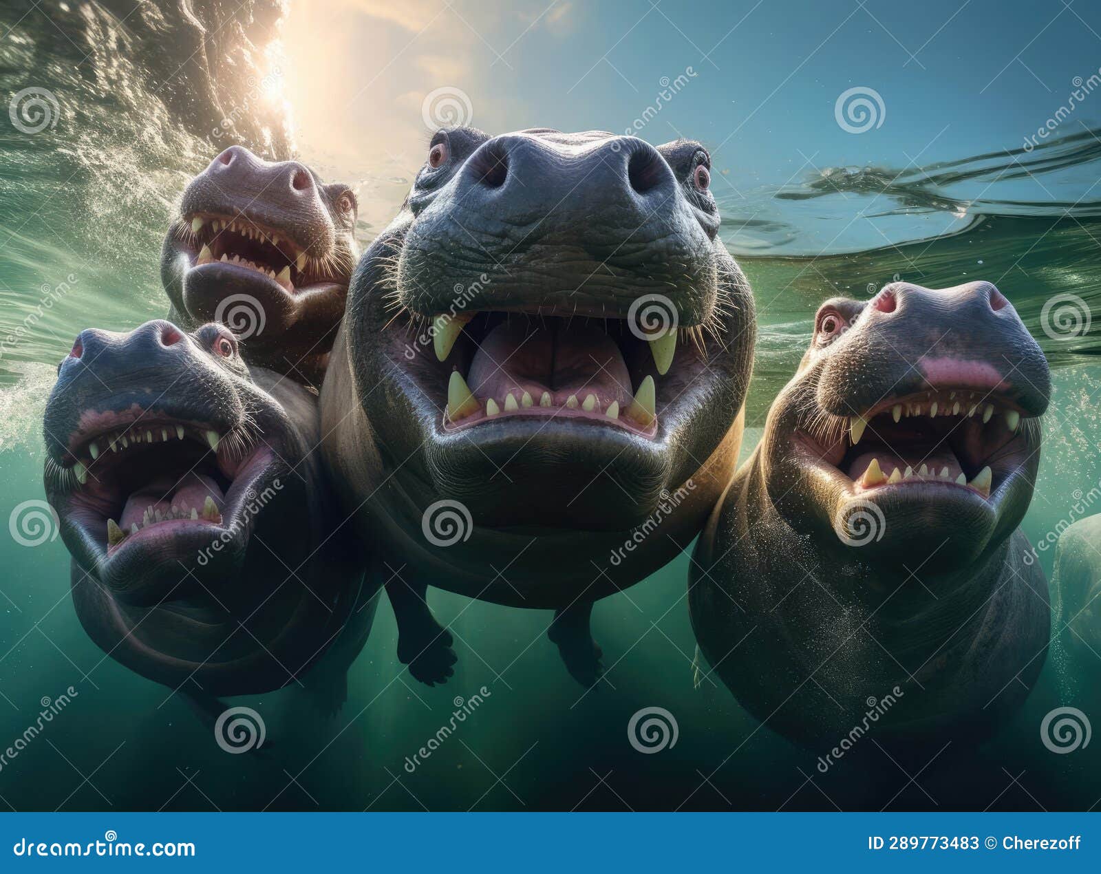 A group of hippos stock image. Image of hippo, group - 289773483