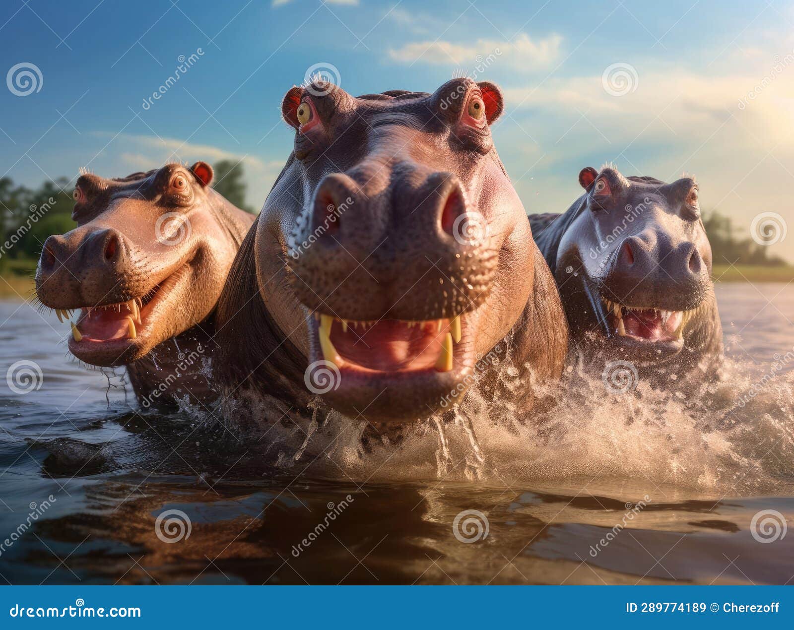 A group of hippos stock image. Image of african, mammal - 289774189
