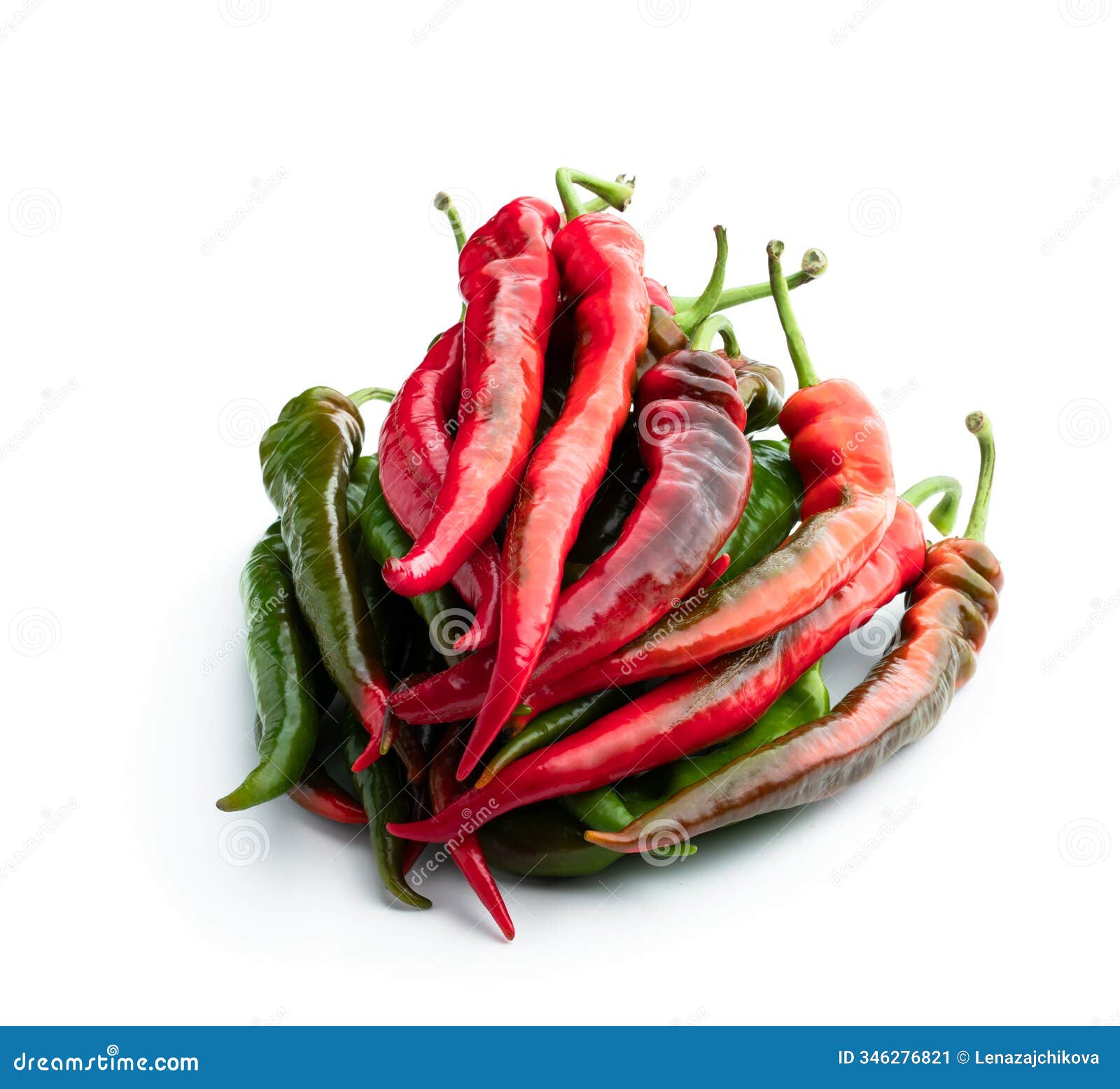 A Group of Homegrown Red Fresh Chili Peppers Isolated on White Stock ...