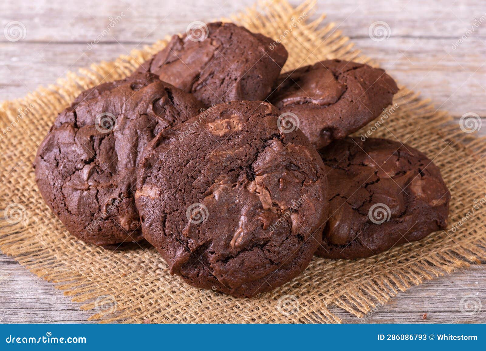 Group of Homemade American Chocolate Cookies Stock Image - Image of ...