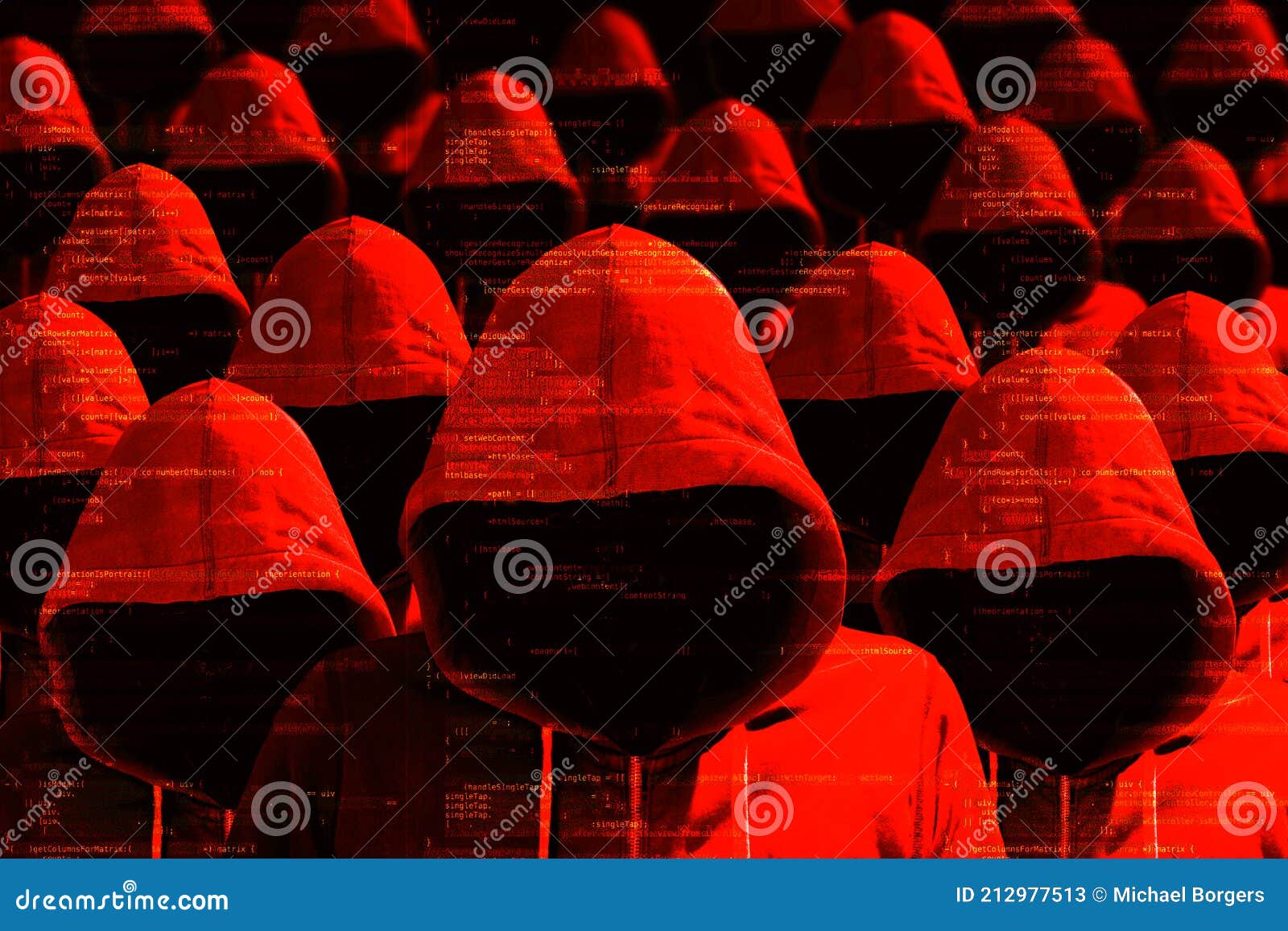 Group of Hooded Hackers in Red Cybersecurity Concept Stock Image ...
