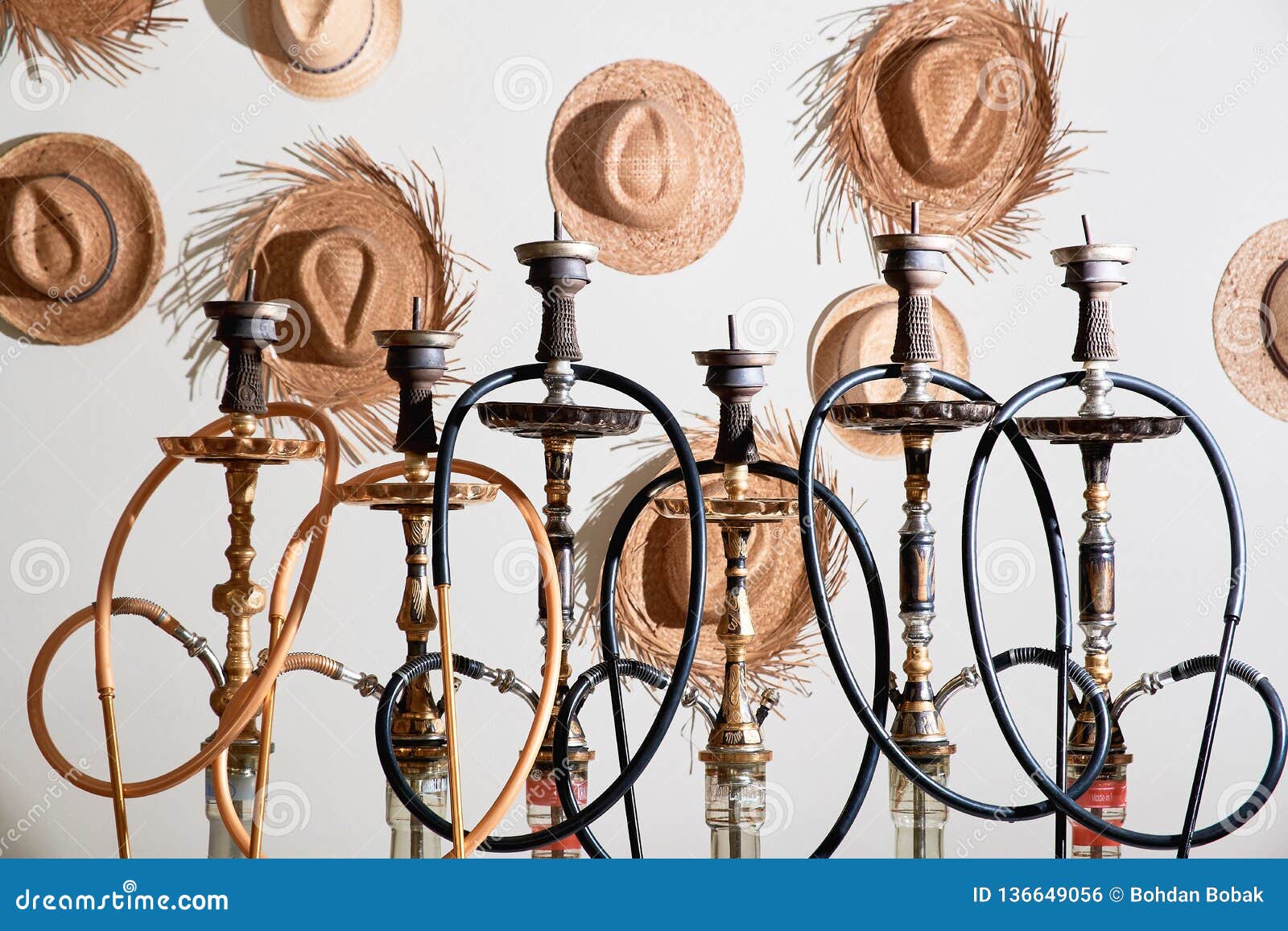 Group of hookahs stock photo. Image of group, smoke - 136649056