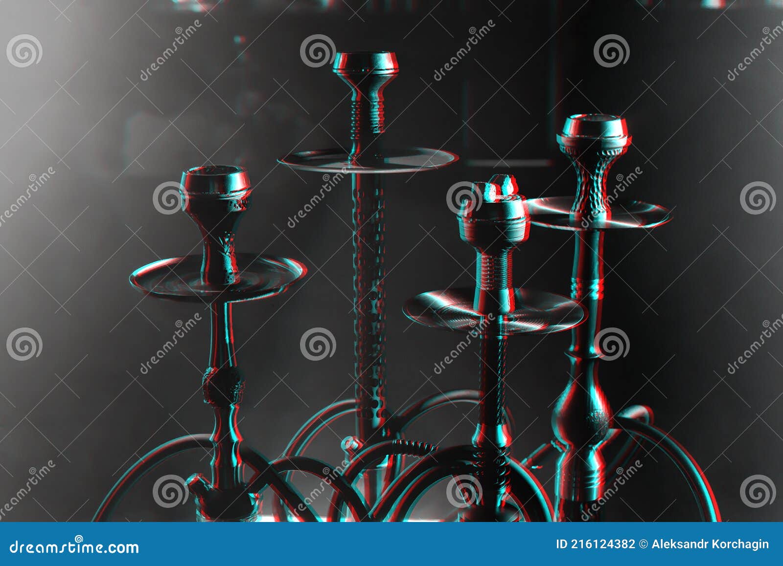 Group of Hookahs in the Interior of a Hookah Room Stock Photo - Image ...