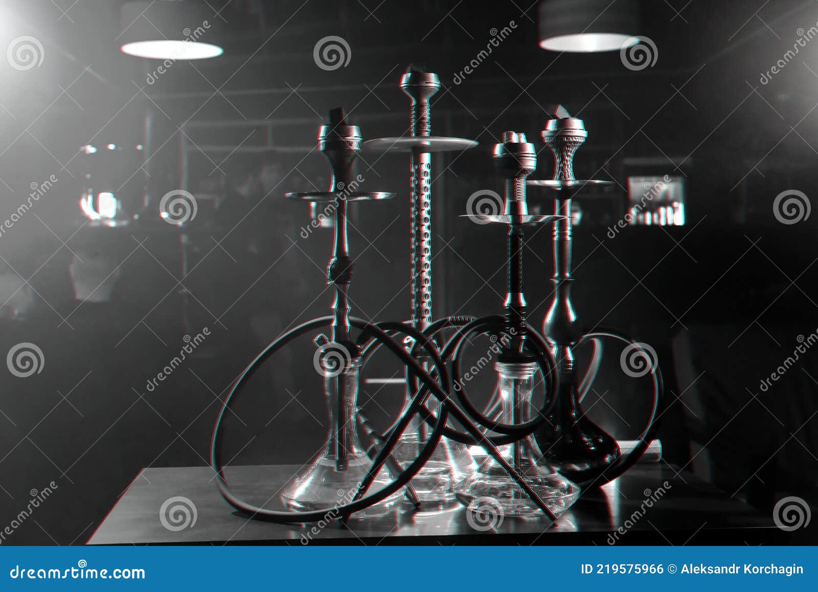 Group of Hookahs on the Table in a Restaurant Stock Photo - Image of ...