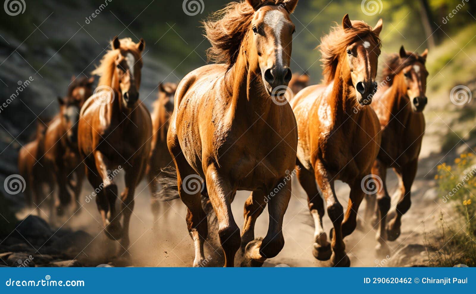 A Group Horses Running in the Wild Stock Photo - Image of arabian ...