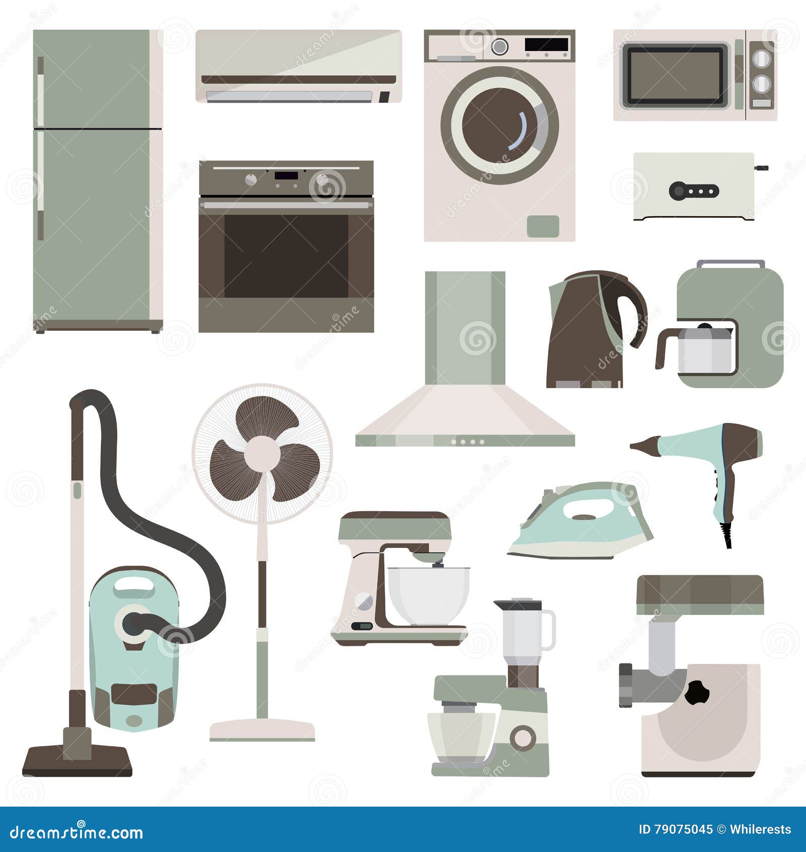 Group of Household Appliances Stock Vector - Illustration of home ...