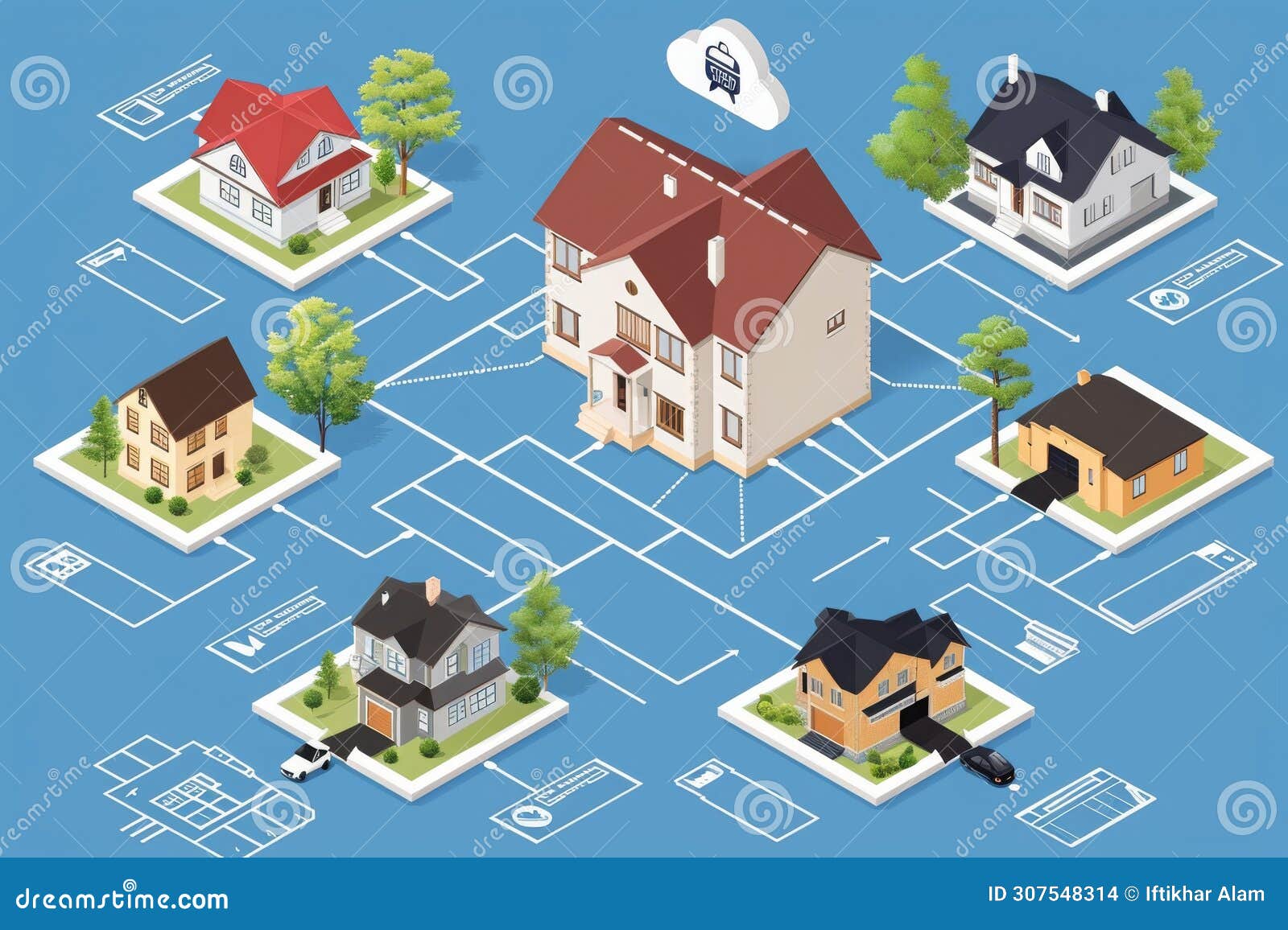 A Group of Houses Joined Together in Close Proximity, Forming a ...