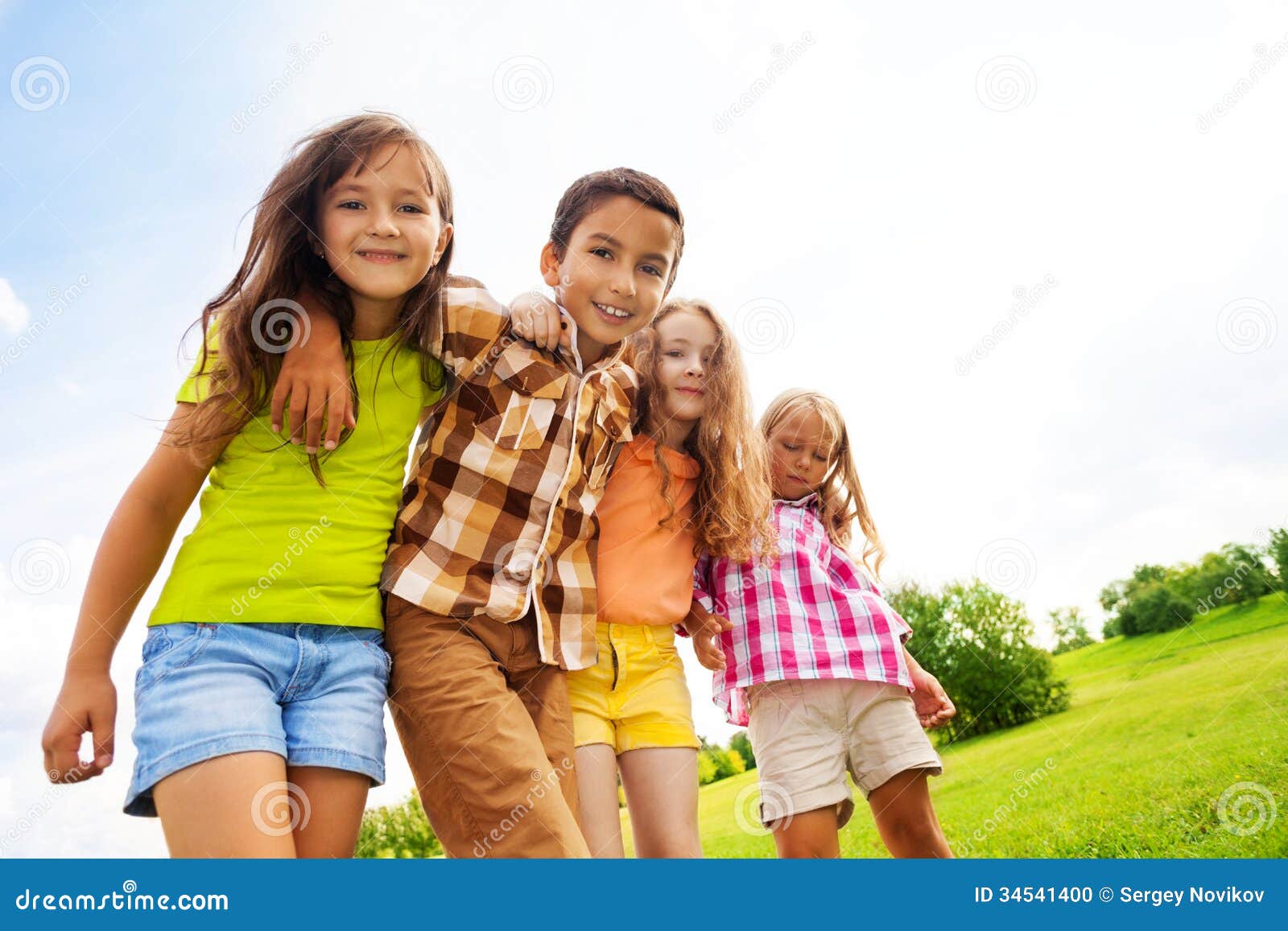 Group of Hugging 6 ,7 Years Kids Stock Photo - Image of caucasian ...