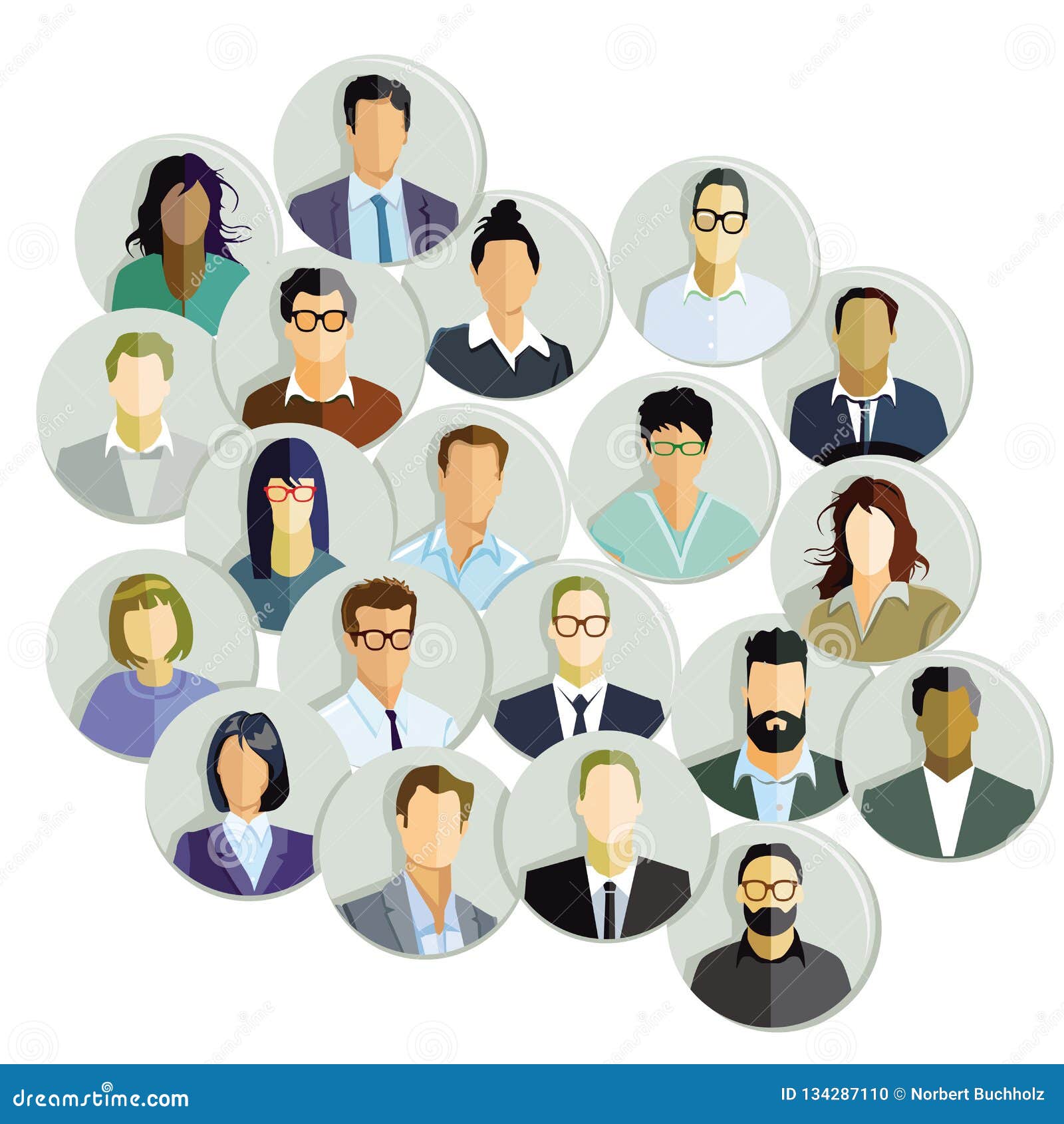 A group of human faces stock vector. Illustration of head - 134287110