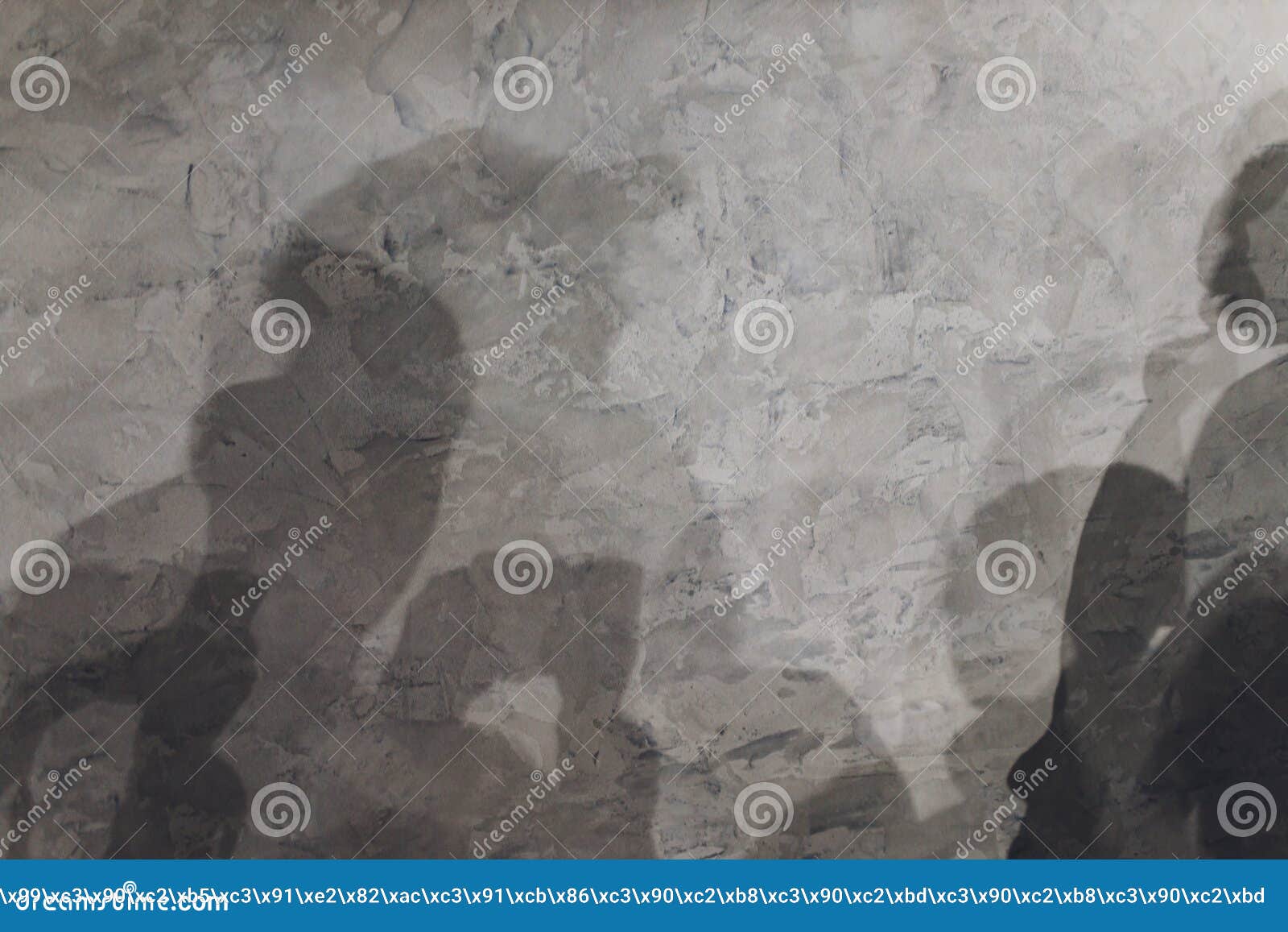 Group of Human Shadows on the Stone Wall at Sunset Time. Stock Photo ...