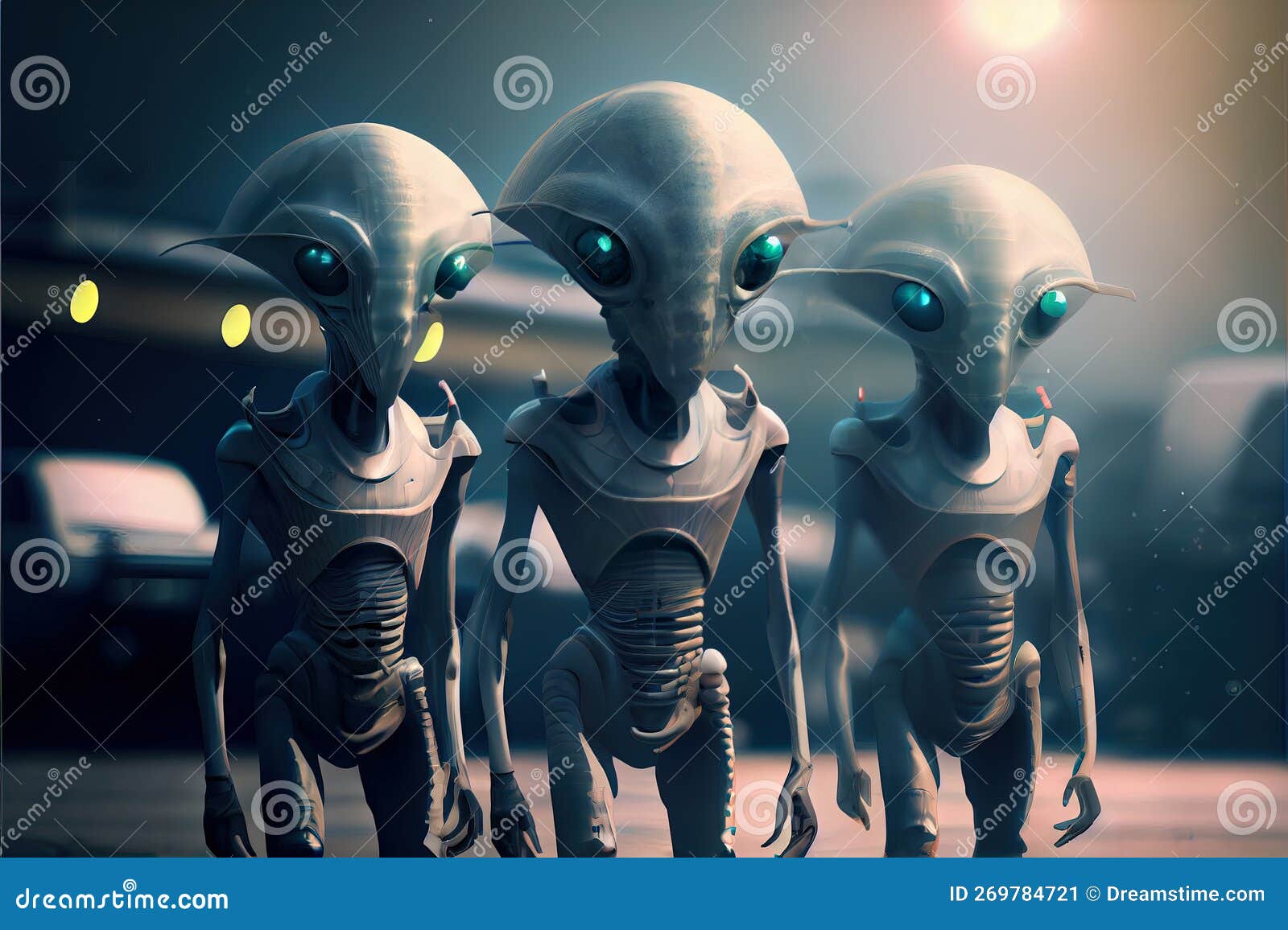 Three humanoid aliens stock illustration. Illustration of alien - 269784721