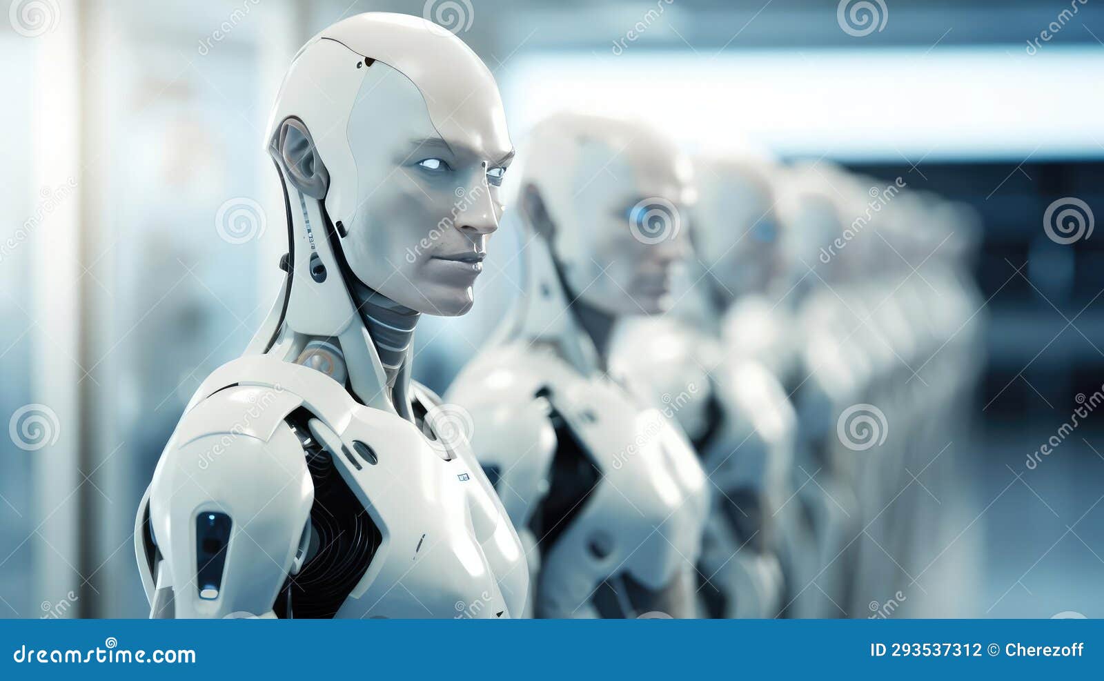 Group of a humanoid robots stock photo. Image of automated - 293537312