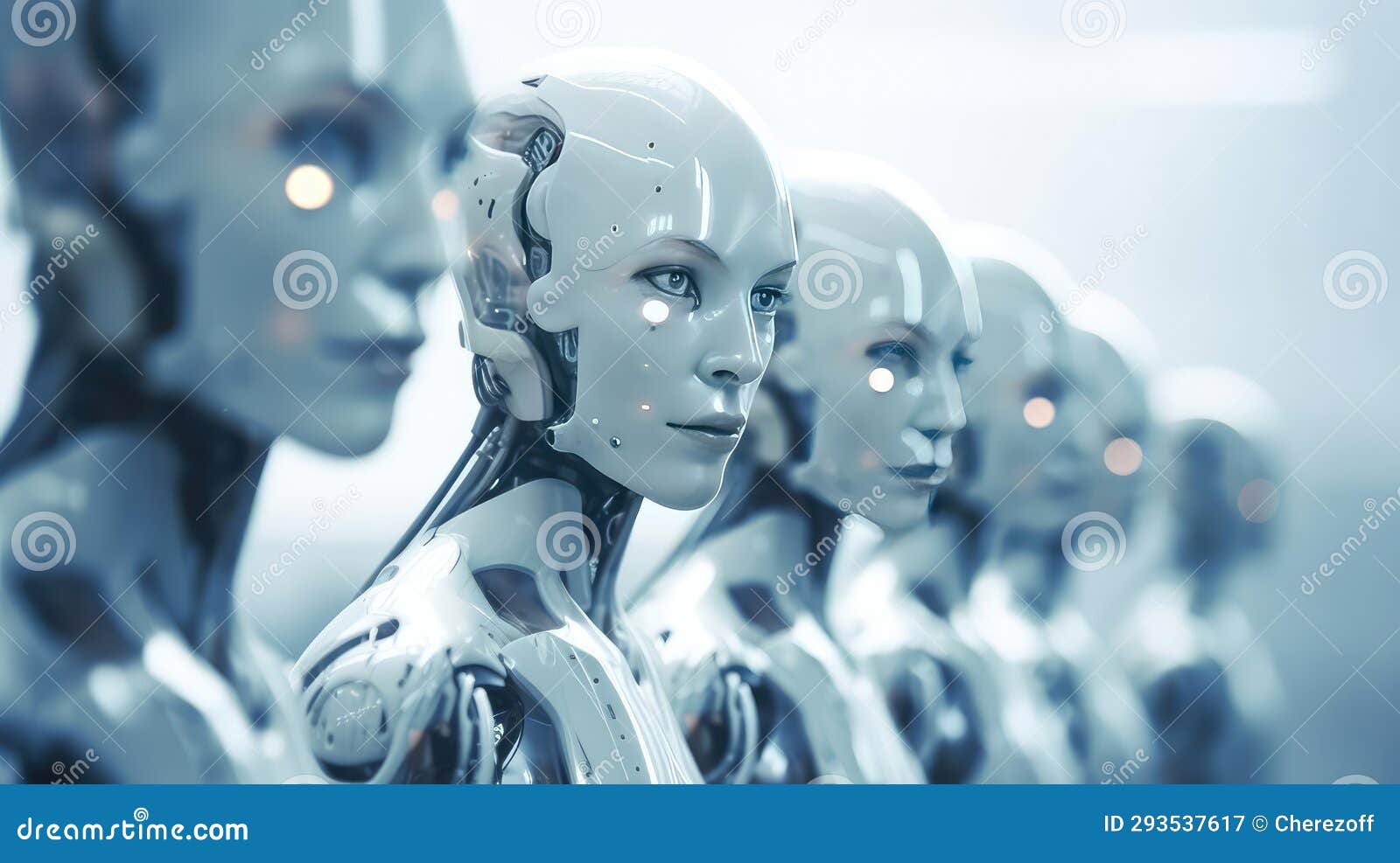 Group of a humanoid robots stock image. Image of abstract - 293537617