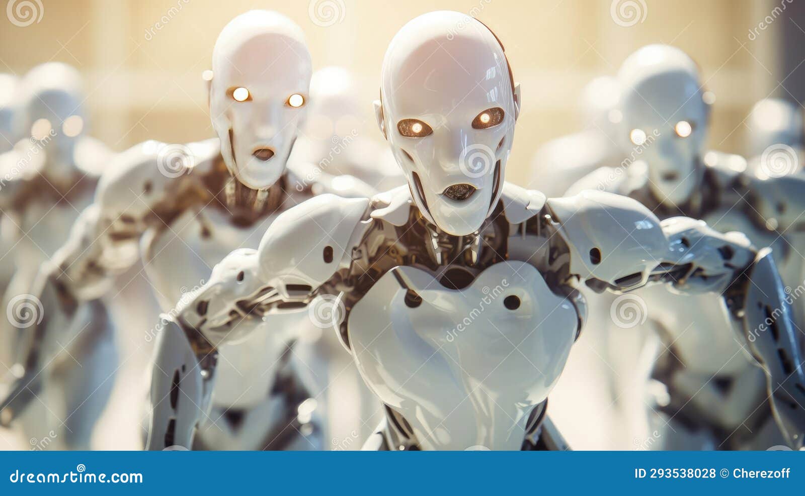 Group of a humanoid robots stock photo. Image of background - 293538028