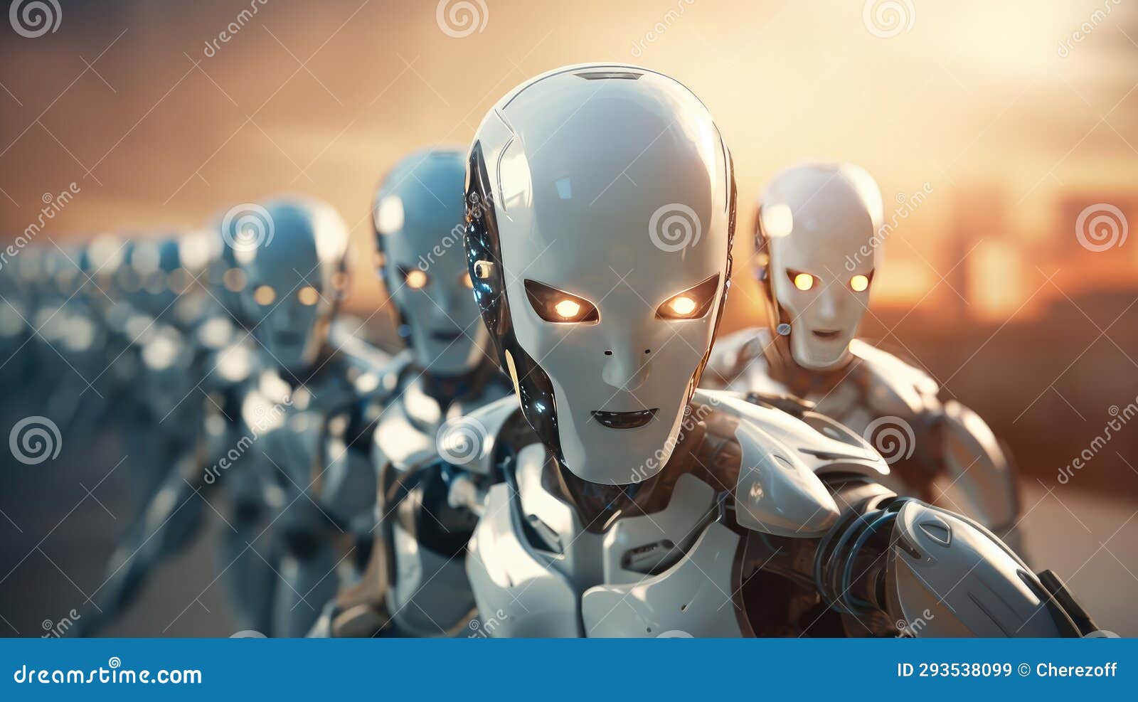 Group of a humanoid robots stock image. Image of engineering - 293538099