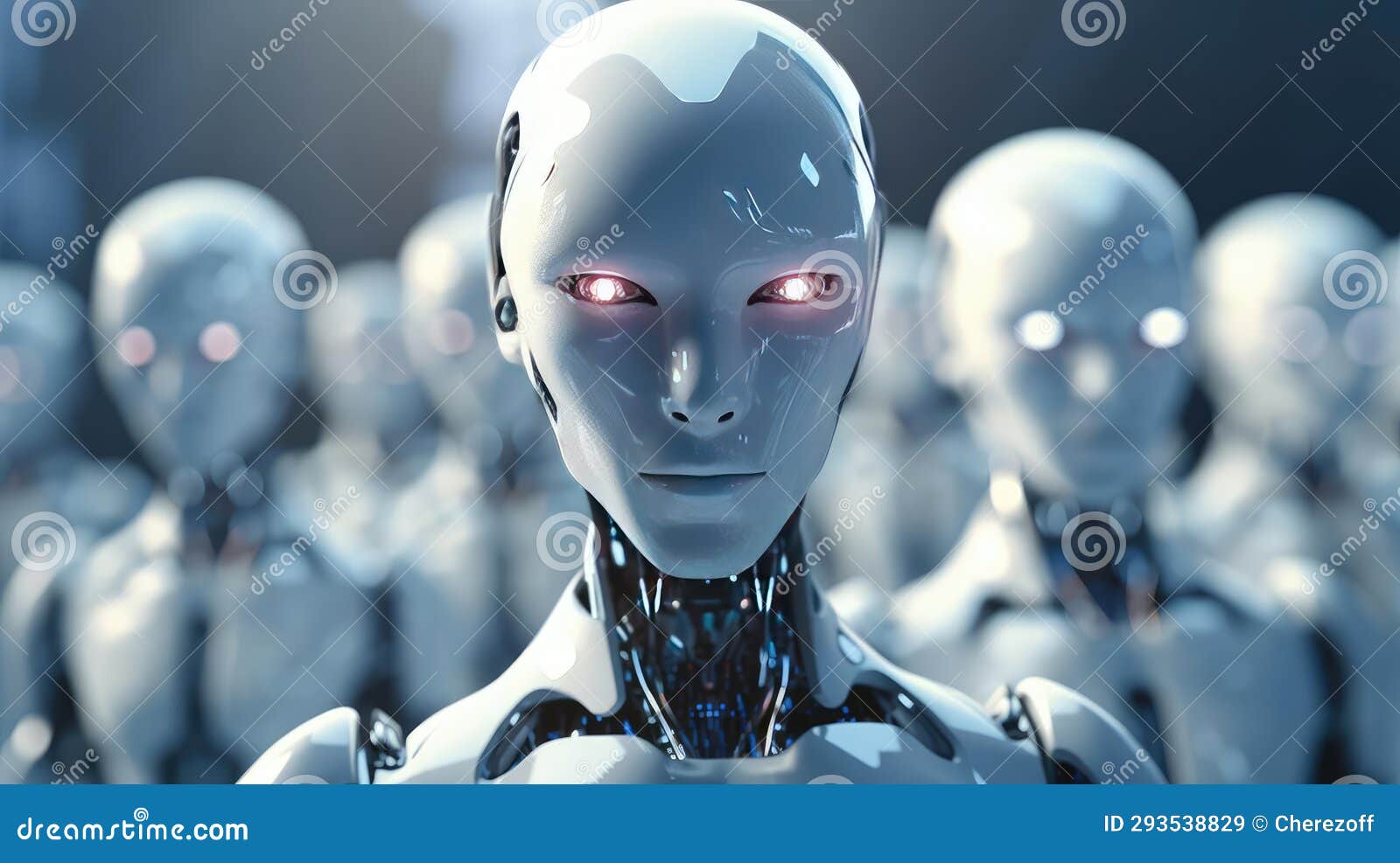 Group of a humanoid robots stock image. Image of automation - 293538829