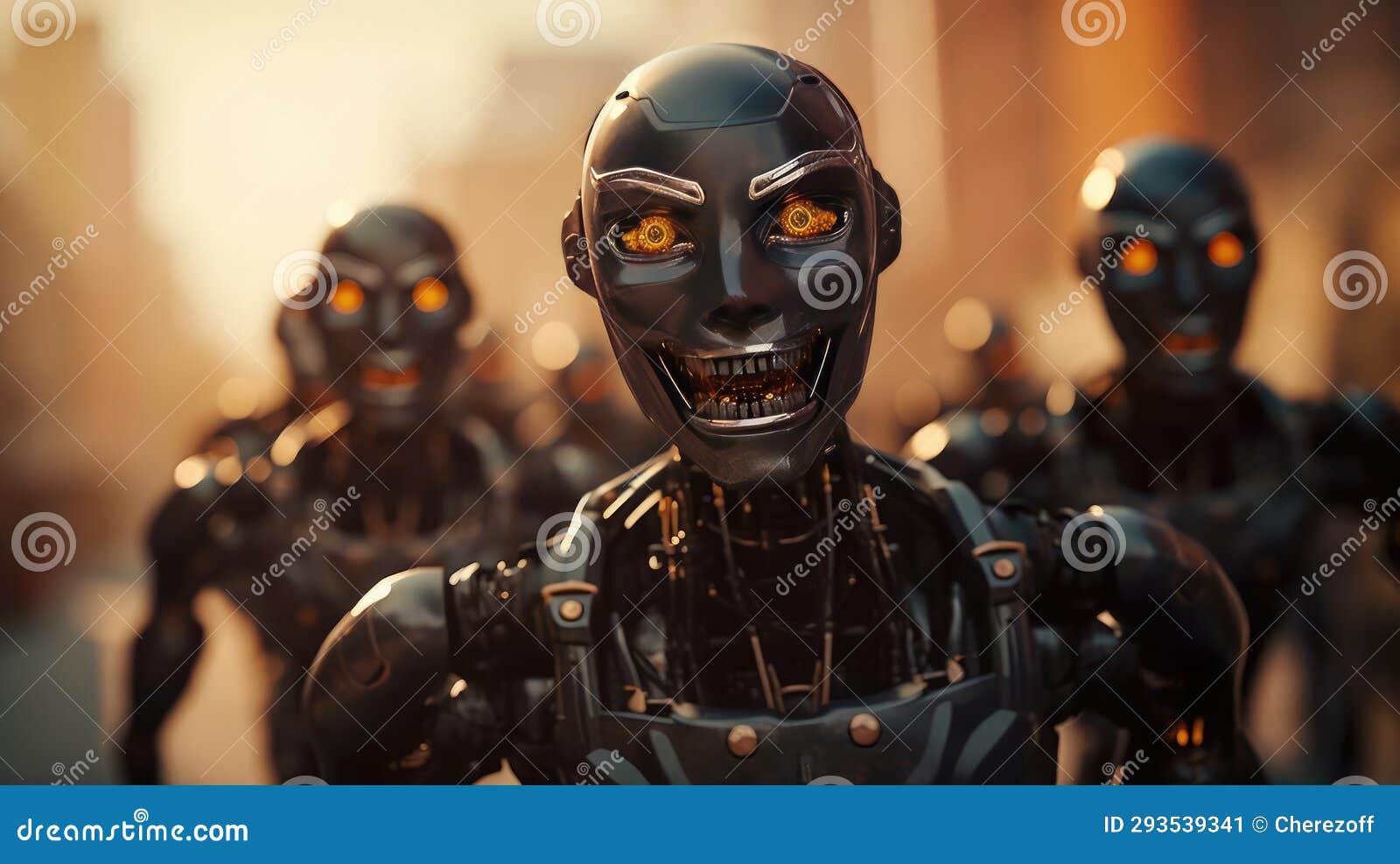 Group of a humanoid robots stock image. Image of manufacturing - 293539341