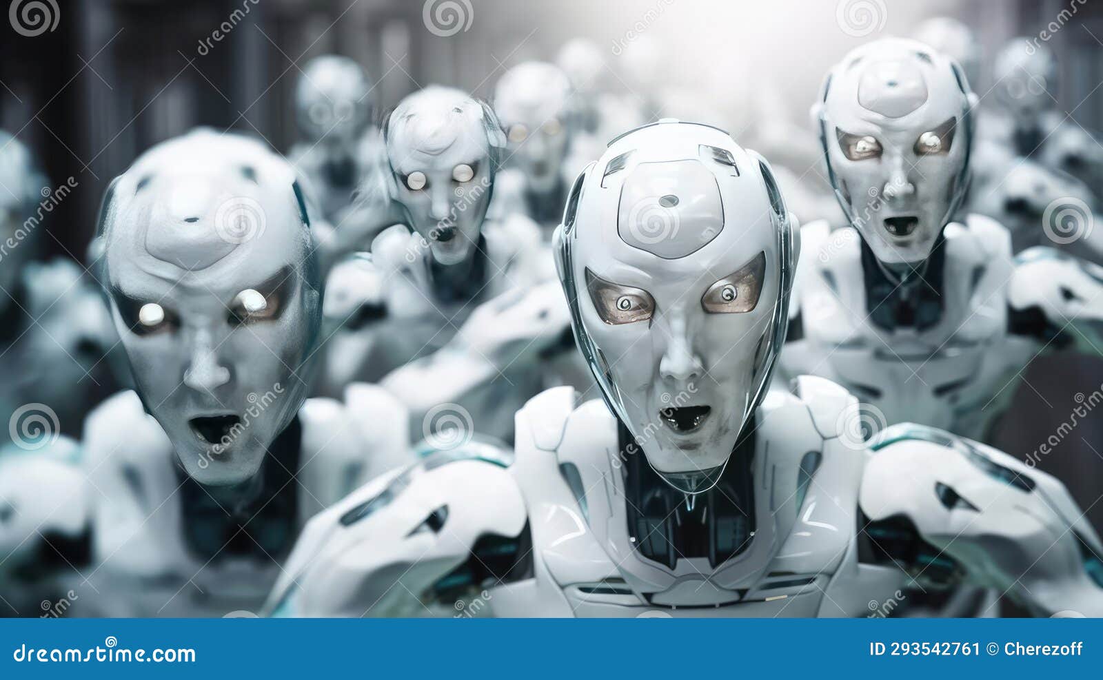 Group of a humanoid robots stock image. Image of team - 293542761