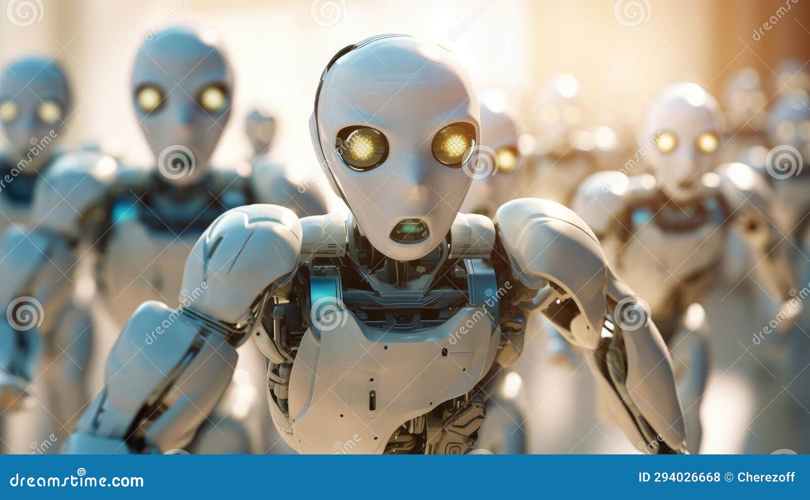 Group of a humanoid robots stock photo. Image of innovation - 294026668