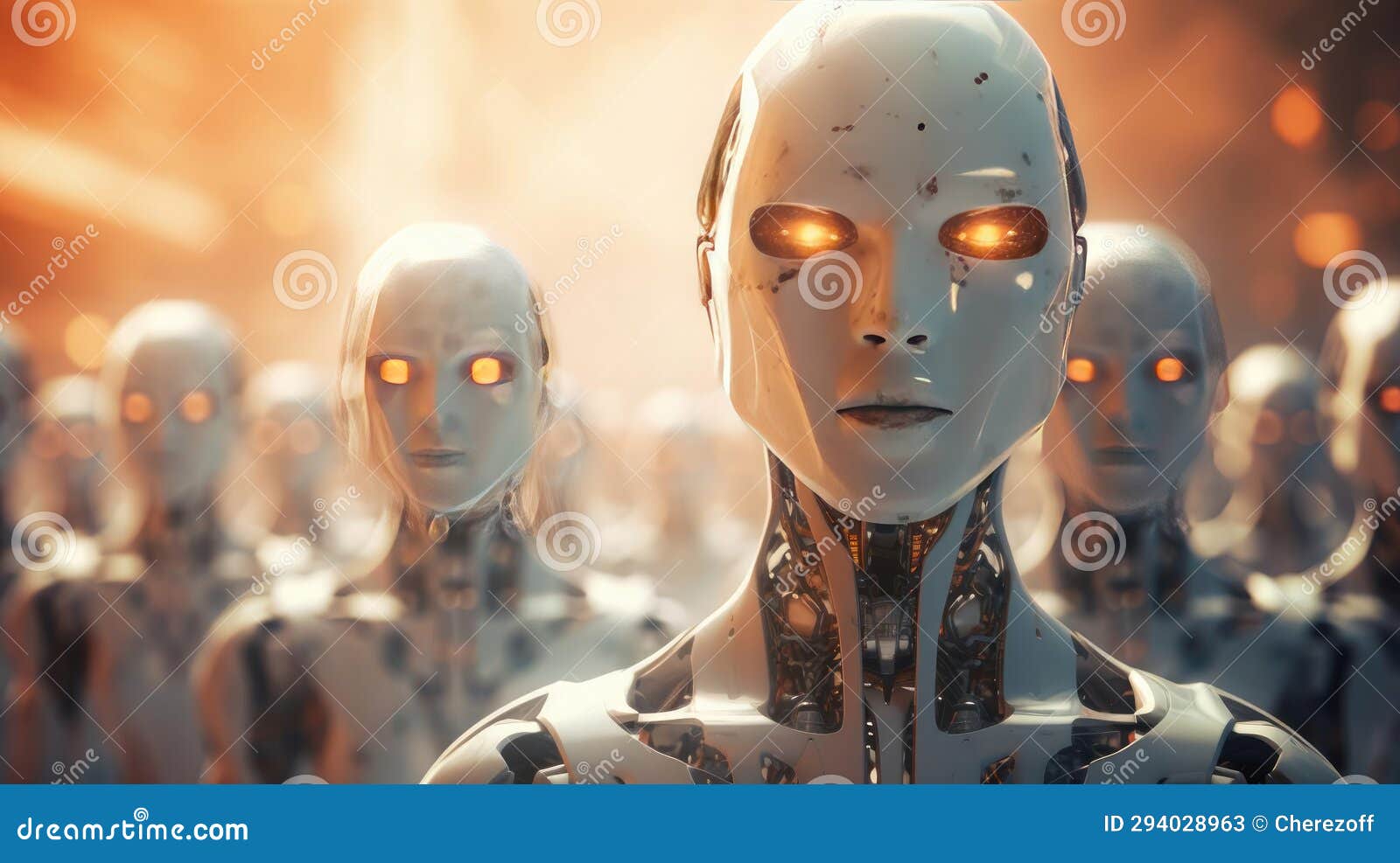 Group of a humanoid robots stock image. Image of automated - 294028963