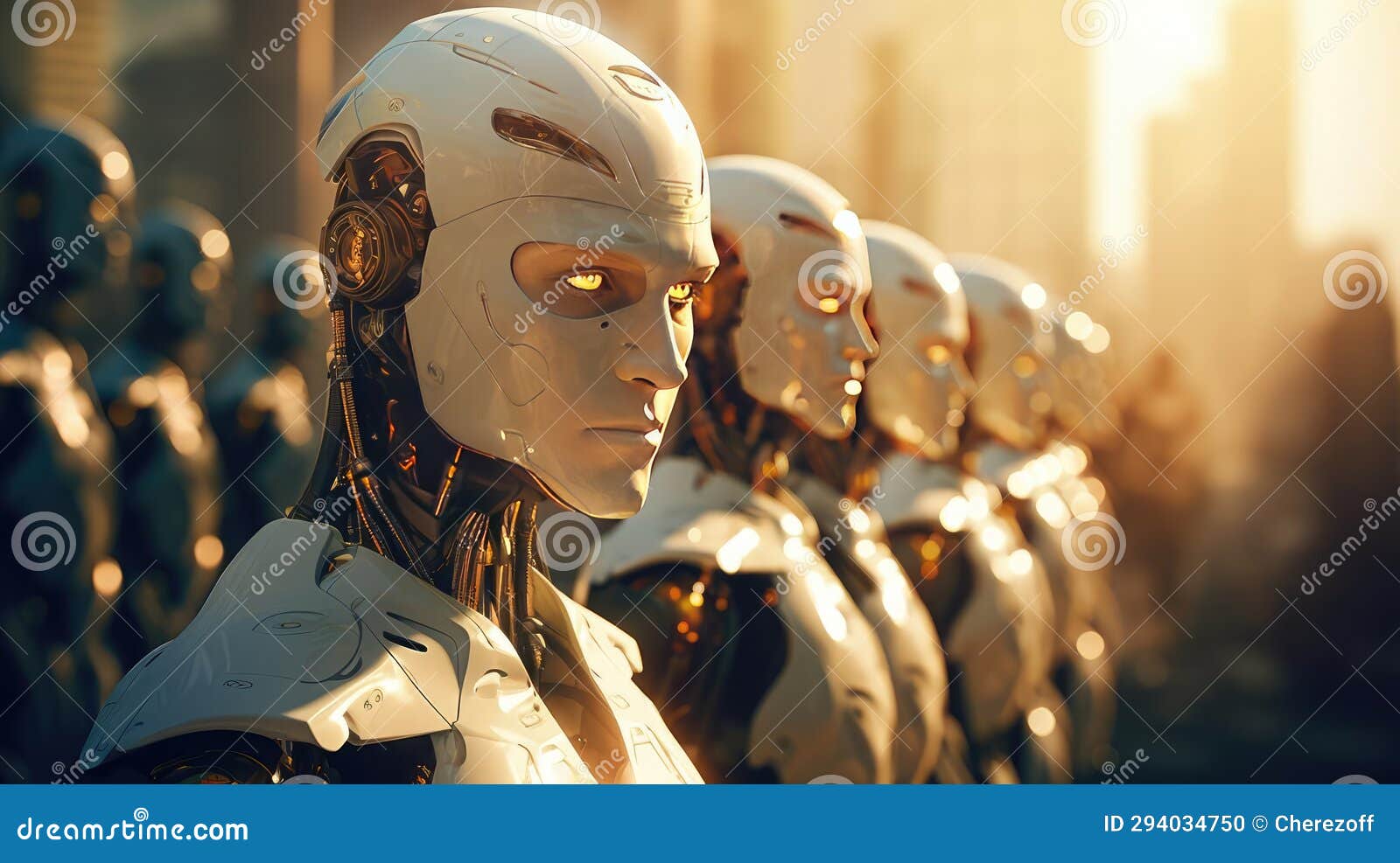 Group of a humanoid robots stock photo. Image of humanoid - 294034750