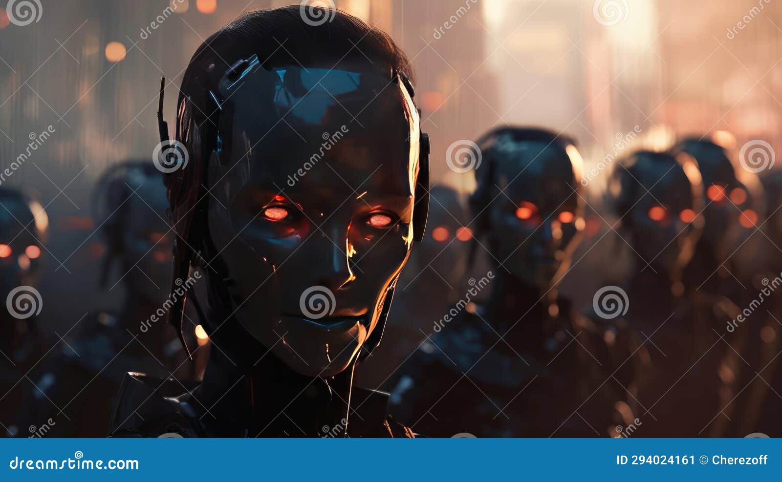 Group of a humanoid robots stock image. Image of intelligence - 294024161