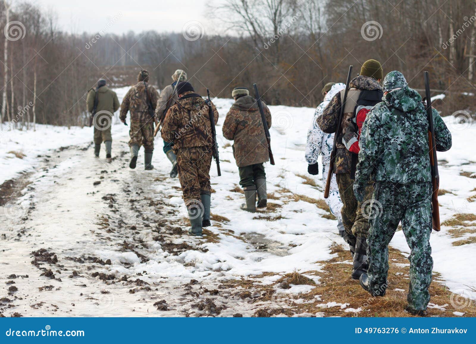 Group of Hunters Walking on the Field Editorial Photo - Image of ...
