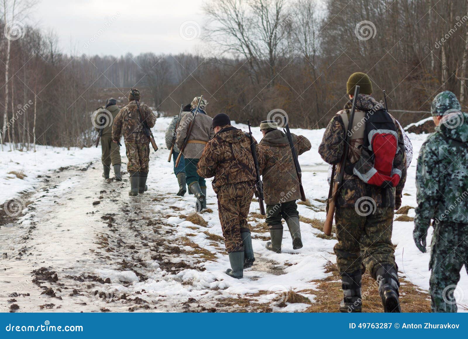 Group of Hunters Walking on the Field Editorial Photography - Image of ...