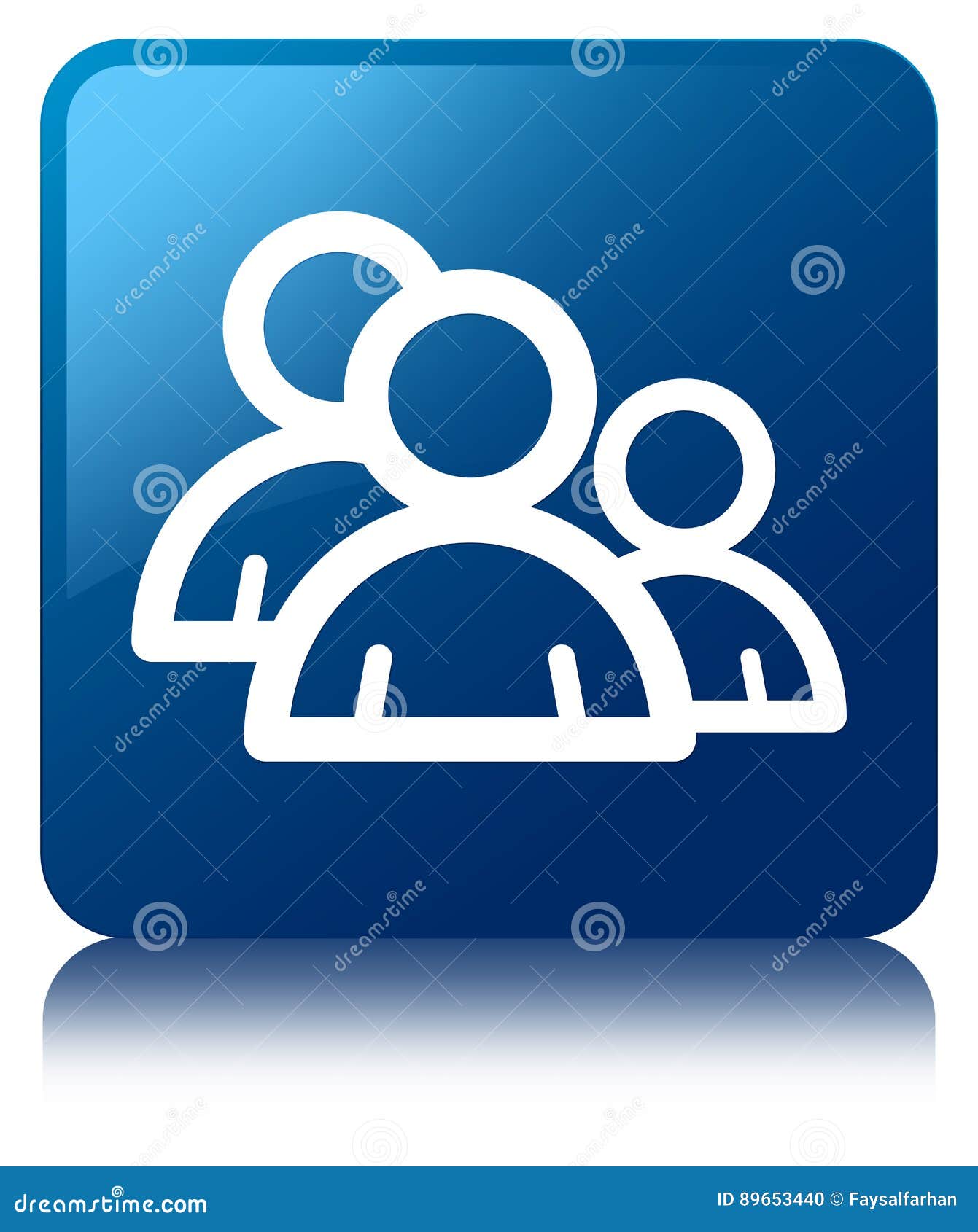 Group Icon Blue Square Button Stock Illustration - Illustration of team ...