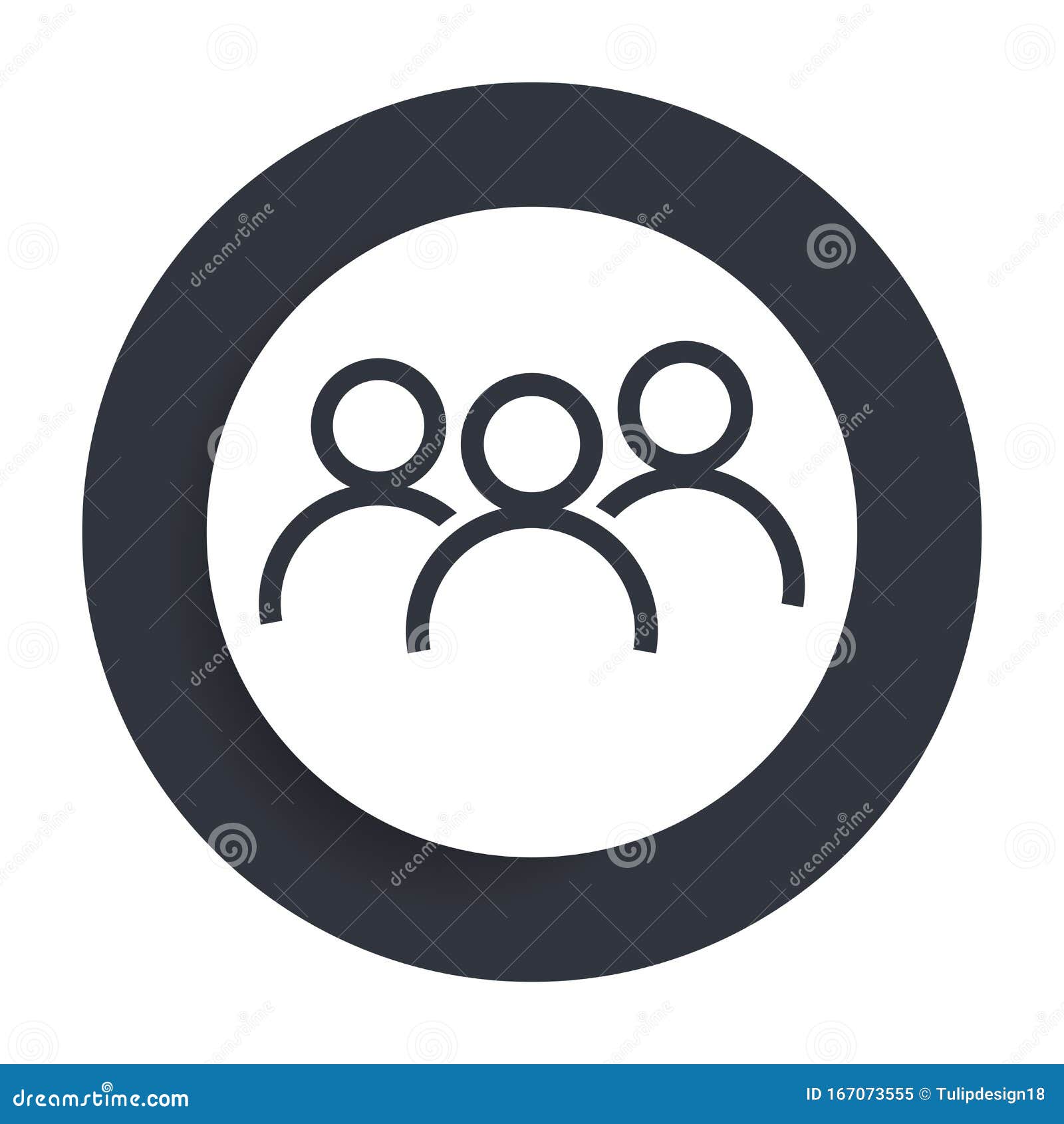 Group Icon Flat Vector Round Button Clean Black and White Design ...