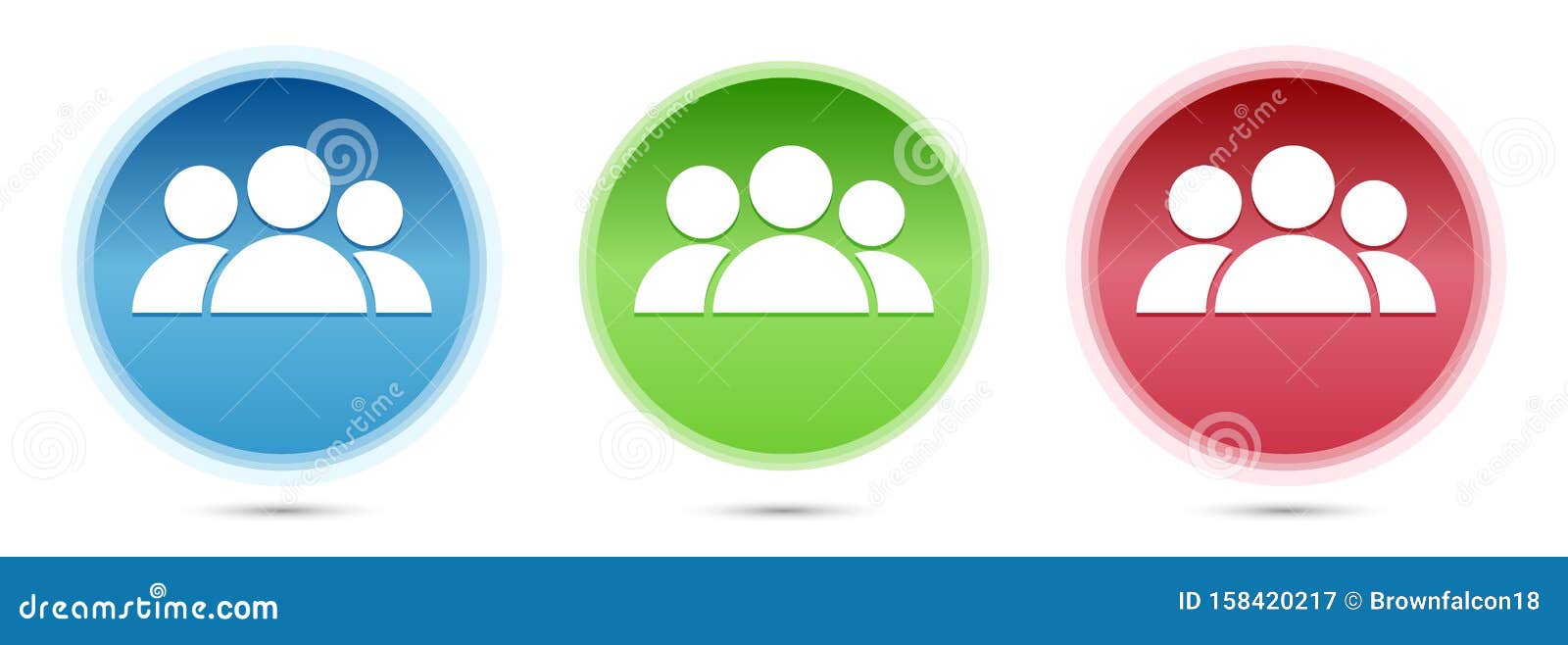 Group Icon Glass Round Buttons Set Illustration Stock Vector ...