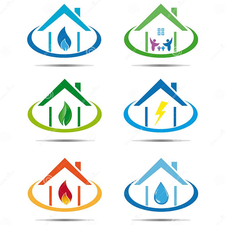 Group of Icon House with Utility Stock Vector - Illustration of double ...