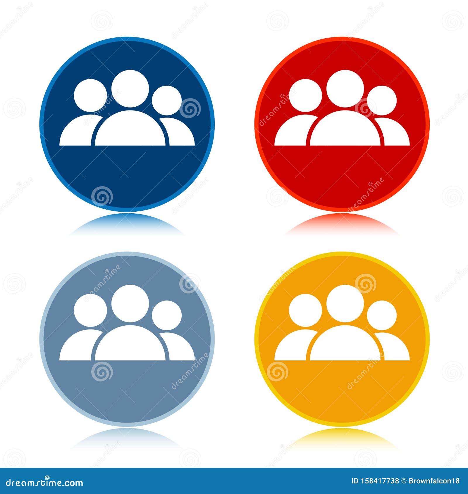 Group Icon Trendy Flat Round Buttons Set Illustration Design Stock ...