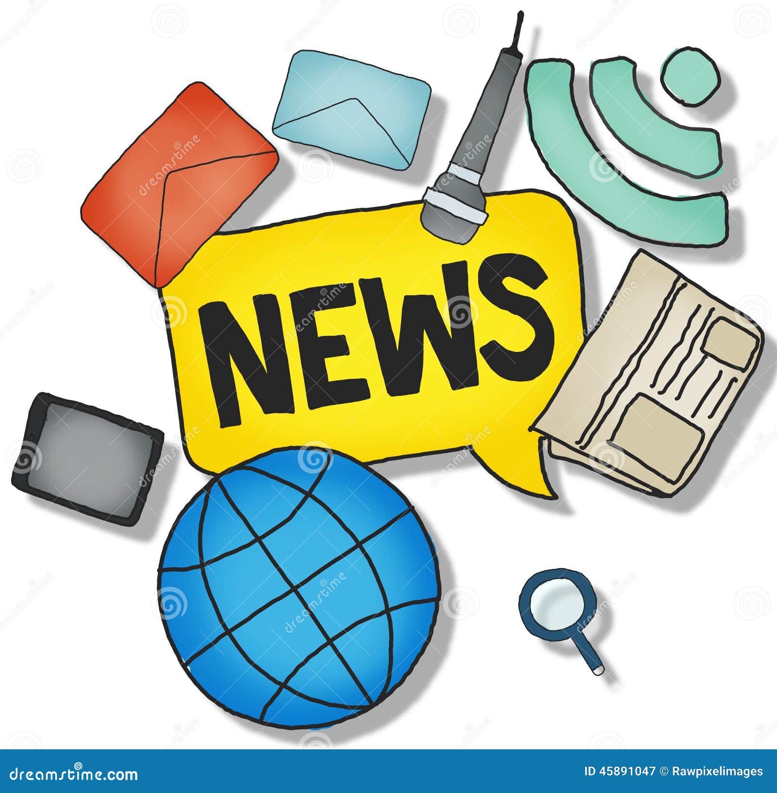 Group of Icons Isolated on White News Concept Stock Illustration ...