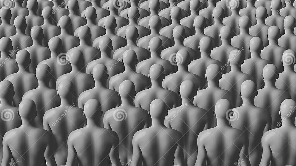 Group of Identical Figures in Uniform Rows. Conformity, Conceptual ...