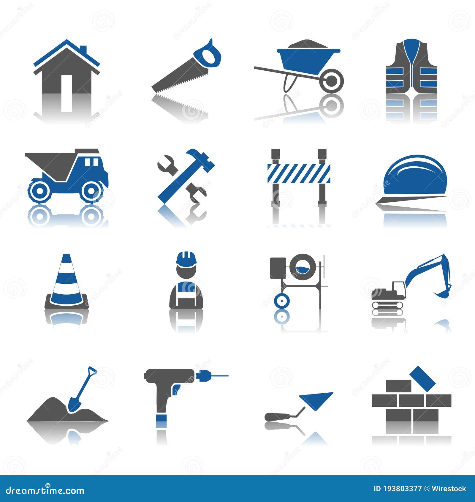 Group of Illustrated Types of Equipment for Construction Stock ...
