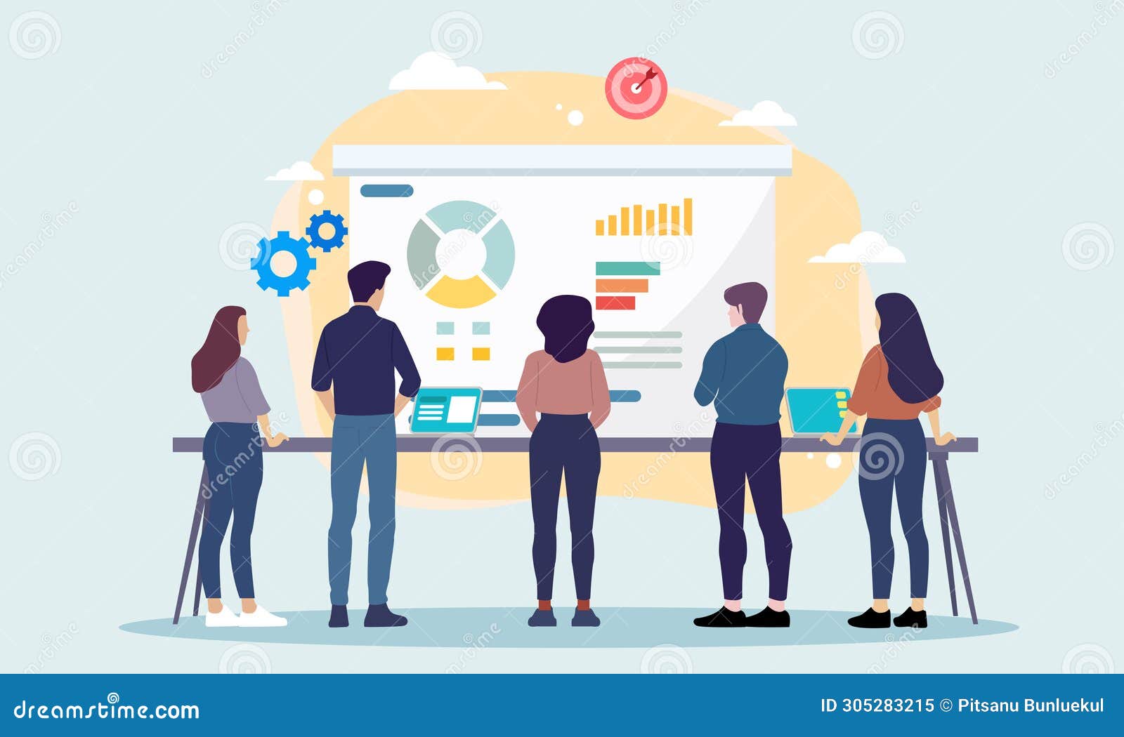 Formulating Corporate Strategy As A Business Plan Illustration Cartoon ...