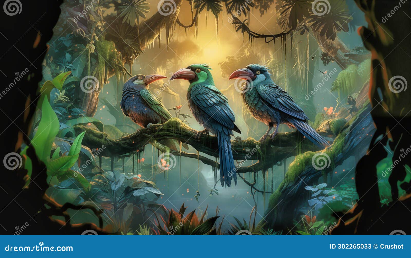 A Group of Imaginative Parrots in a Beautiful Jungle. AI Generated ...