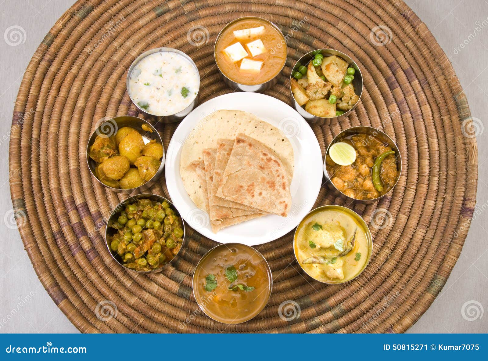 Group of Indian curry stock image. Image of plate, thali - 50815271