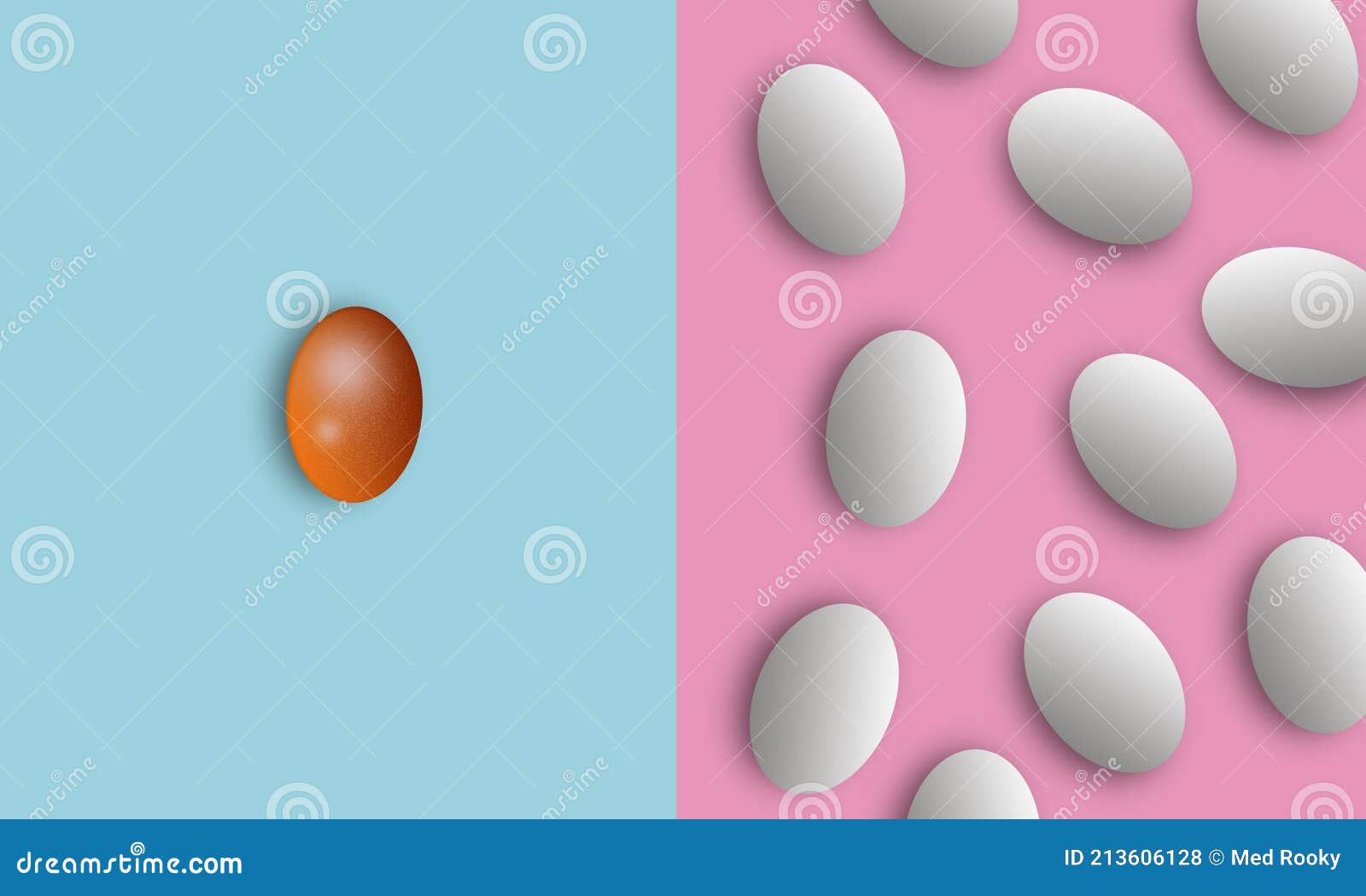 Group and Individuality Egg Concept. Golden Egg Vs White Normal Eggs ...