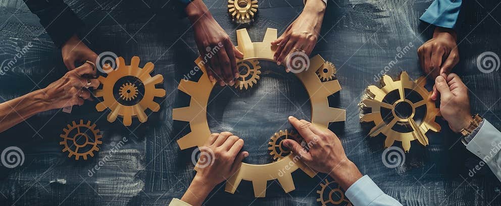 A Group of Individuals Assembling Gears on a Table during a Shared ...
