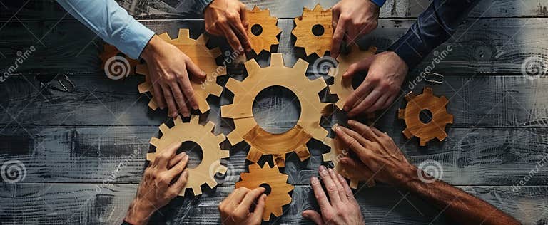 A Group of Individuals Assembling Gears on a Table during a Shared ...