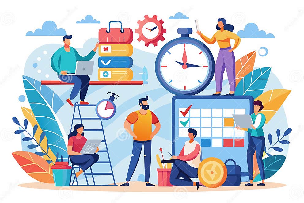A Group of Individuals Collaborates on Time Management Techniques Using ...