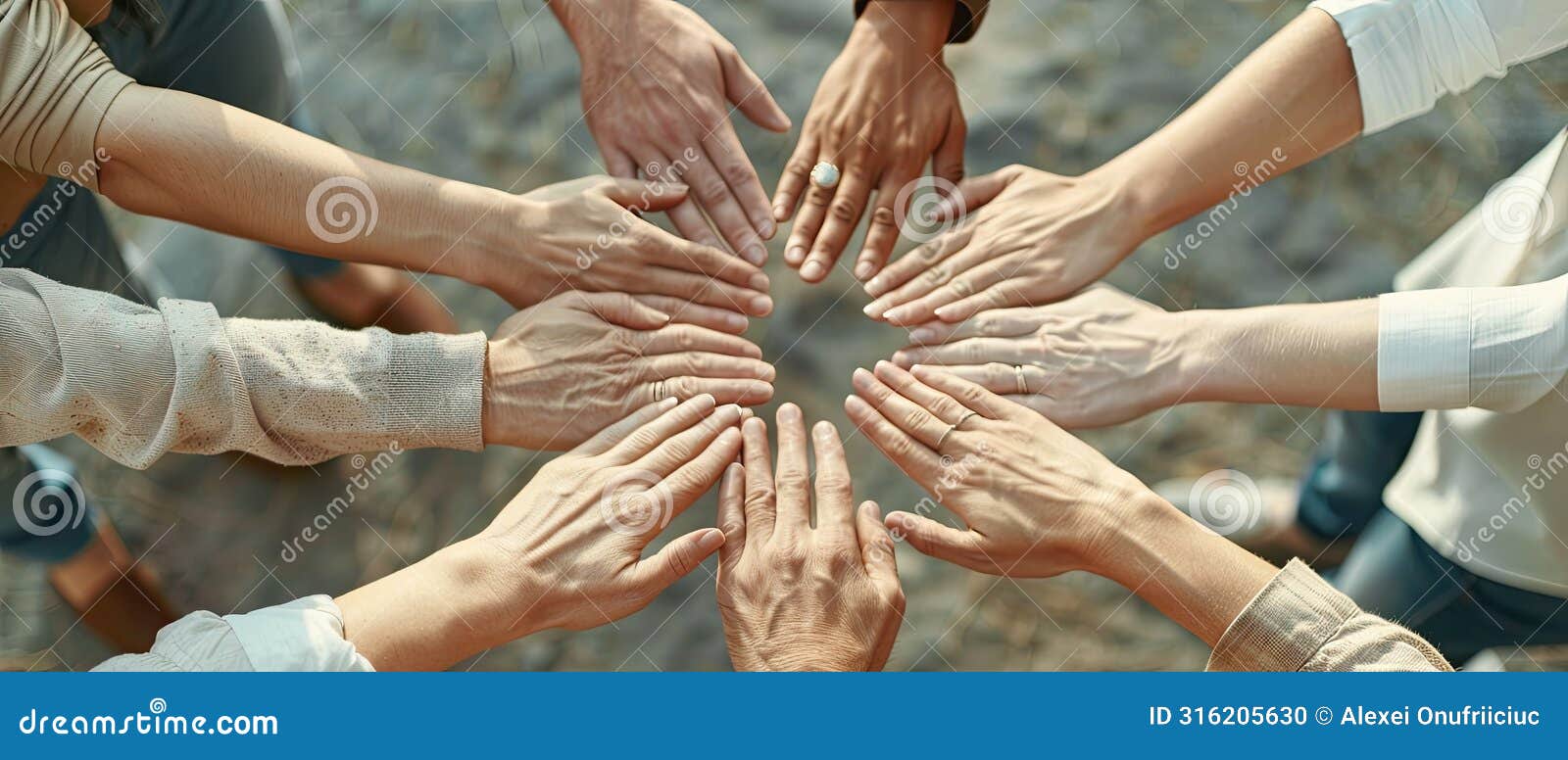 People Forming a Circle by Putting Their Hands Together Stock ...