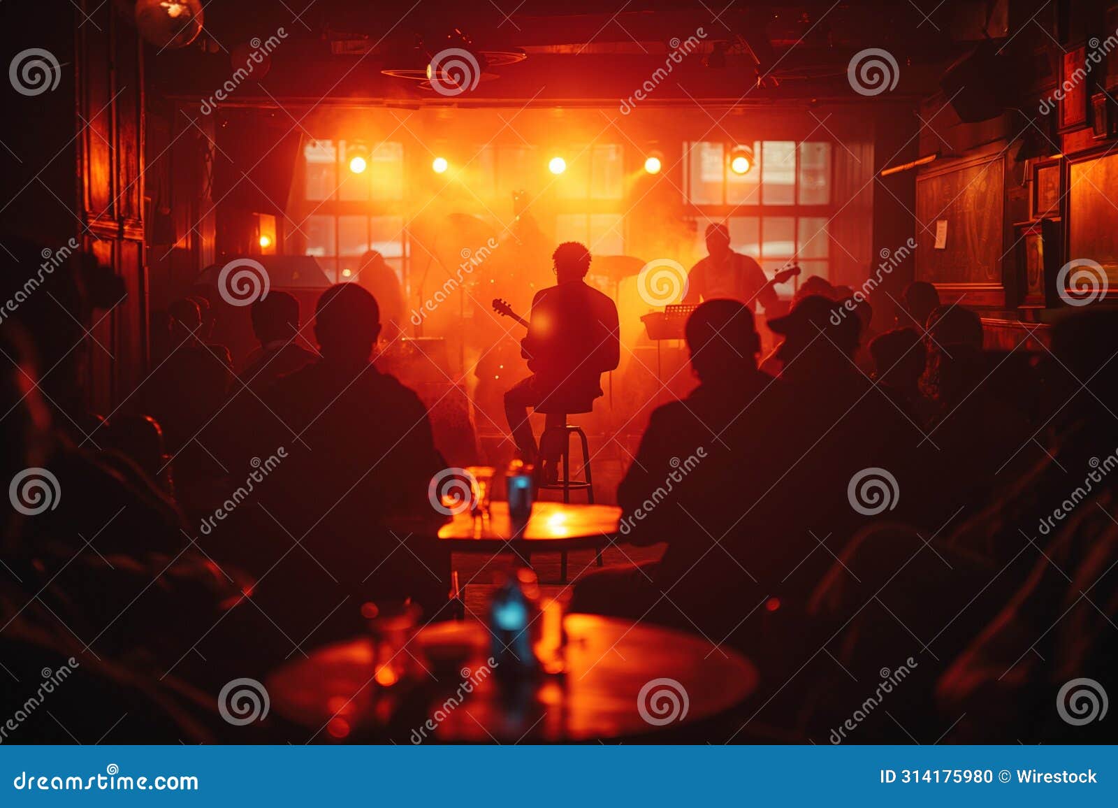 Group of Individuals Seated at a Bar in Dim Lighting Stock Illustration ...