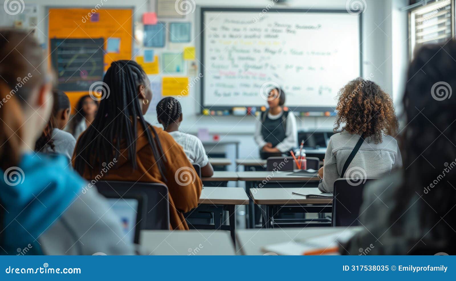 Group of People Sitting at Desks in a Classroom Stock Illustration ...