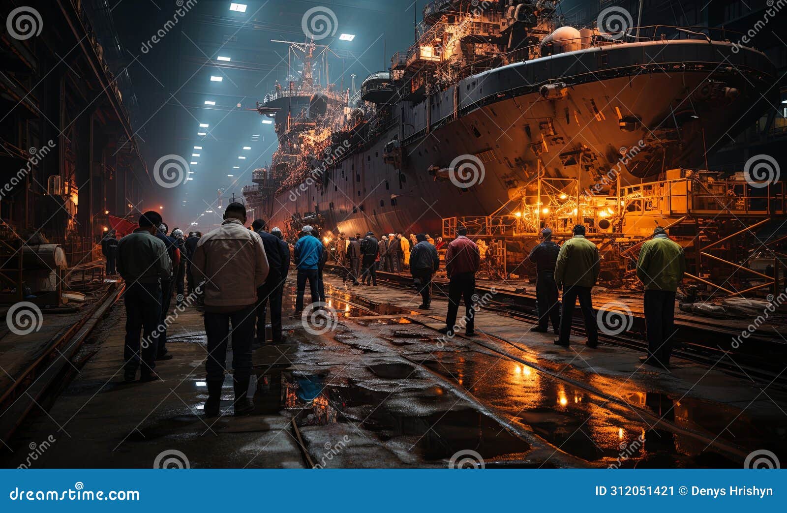 Group of People Standing in Front of Large Ship Stock Image - Image of ...