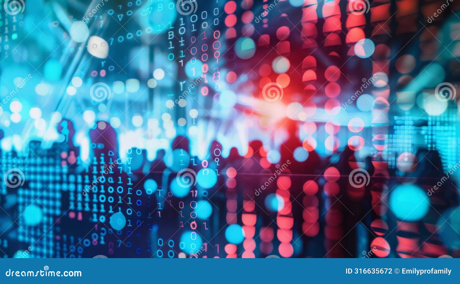 Blurry People Standing in Front of Computer Screen Stock Photo - Image ...