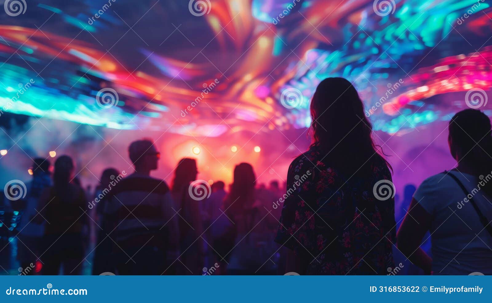 Group of People Standing in Front of Stage Stock Illustration ...